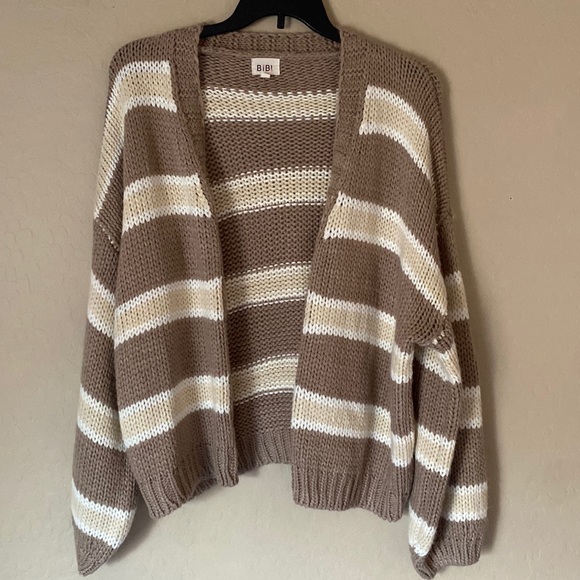BiBi | Sweaters | Bibi Xl Striped Sweater Cardigan | Poshmark